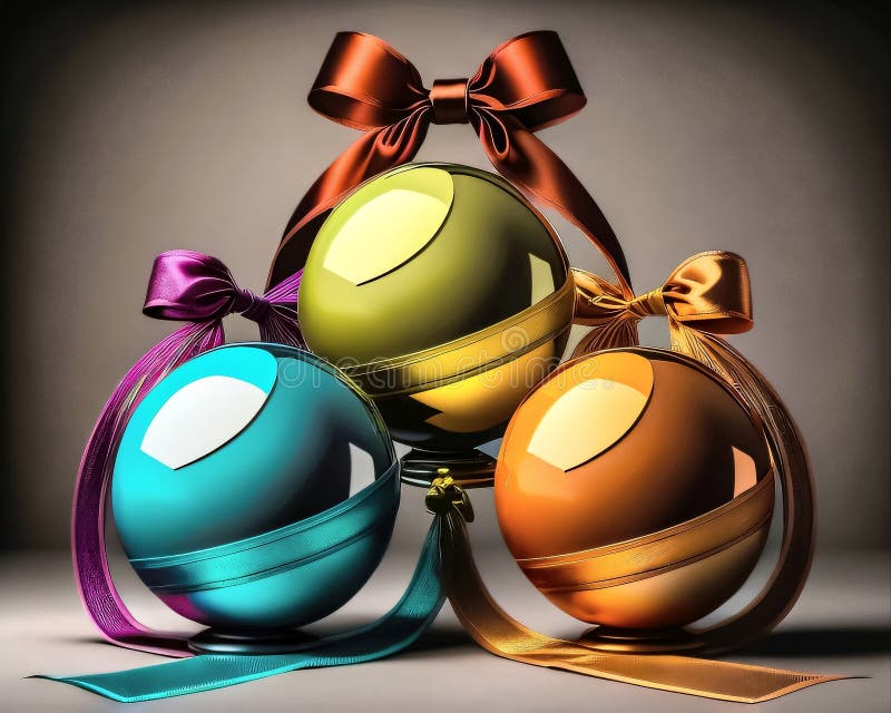 Multicolored Orbs Tied with Ribbon Stock Illustration - Illustration of ...