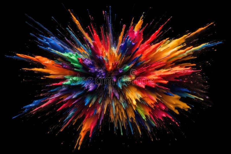 Multicolored Paint Burst on Black Background Stock Photo - Image of ...