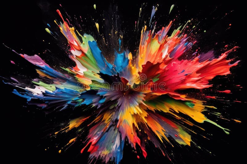 Multicolored Paint Burst on Black Background Stock Illustration ...
