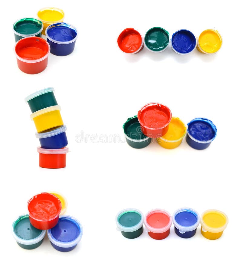 Multicolored Paint Cans on White Bacground Stock Image - Image of full ...