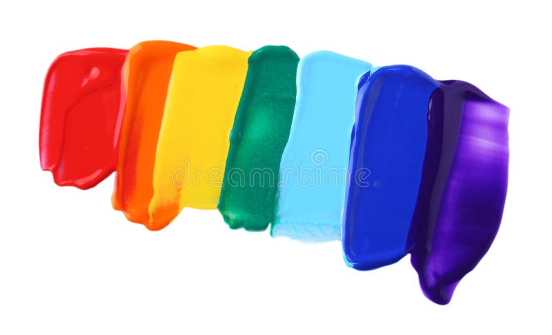 Multicolored Paint Samples on White Background, Top View Stock Photo ...