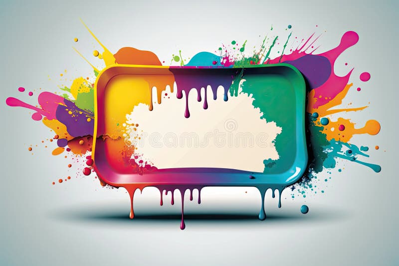 Multicolored Paint Splatters on a Rectangular Empty Frame Stock ...