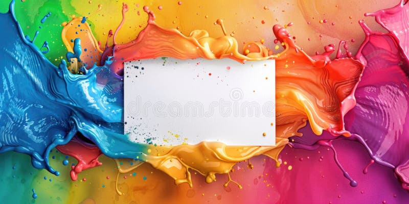 Multicolored Painted Border on White Paper Stock Image - Image of ...