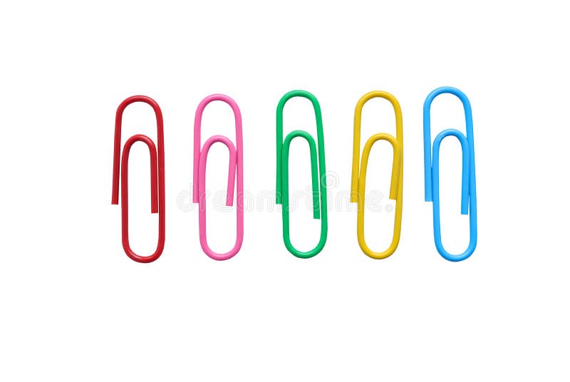 Multicolored Paper Clips on White Background with Clipping Path. Office ...