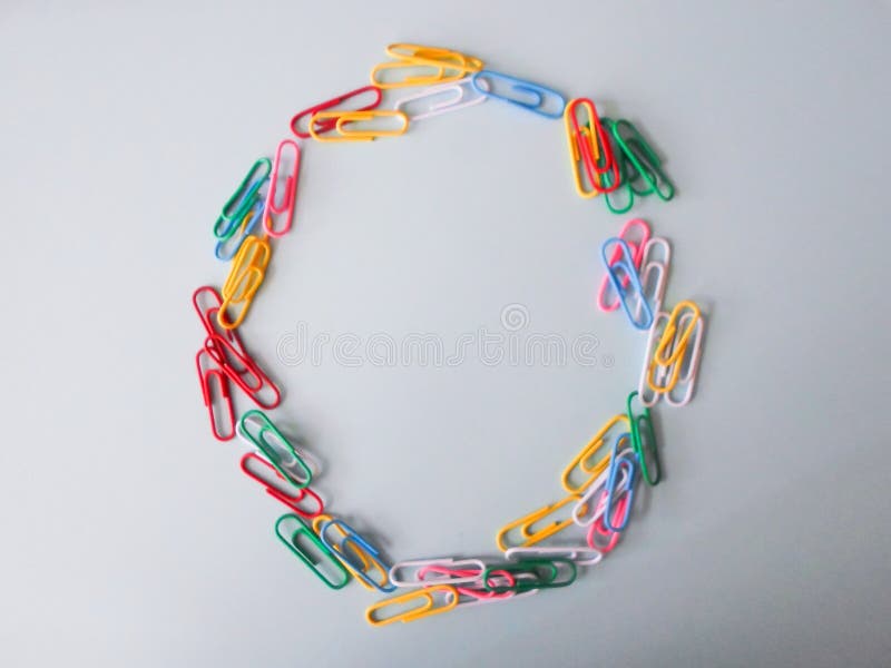 Multicolored Paper Clips on a White Background in the Form of a Circle ...