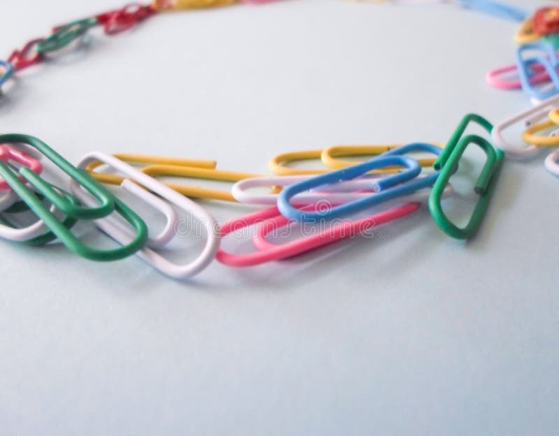 Multicolored Paper Clips on a White Background in the Form of a Circle ...