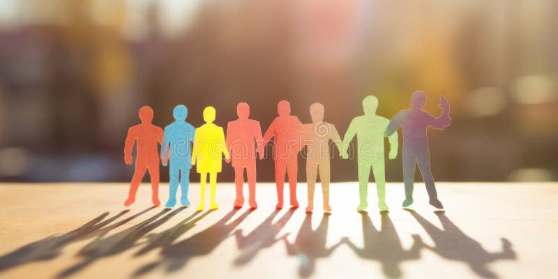 Multicolored Paper People Figures in Sunlight. Diversity, Equality ...