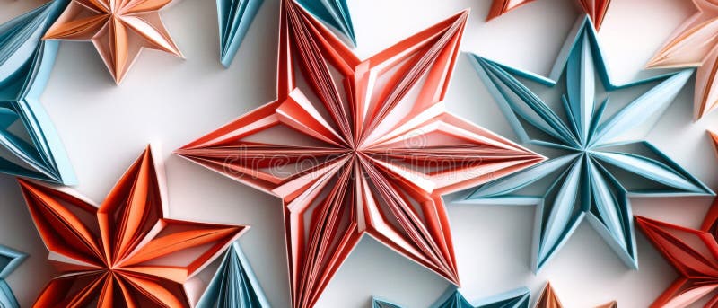 Multicolored Paper Stars on a White Background Stock Illustration ...