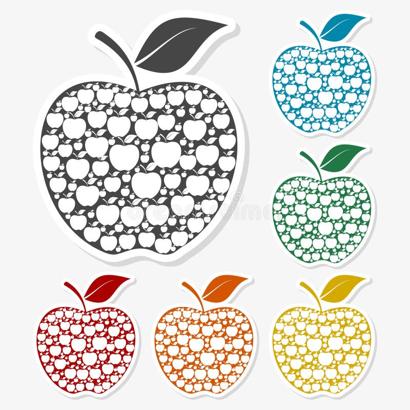Multicolored Paper Stickers - Apple Icon Stock Vector - Illustration of ...