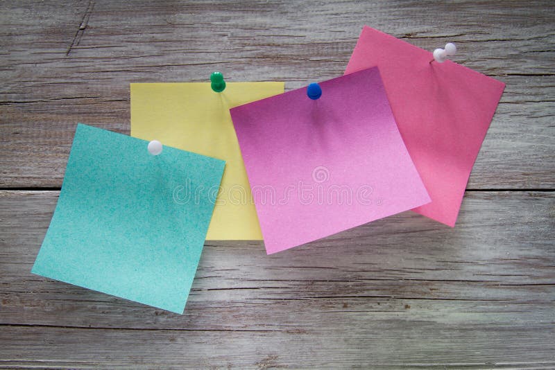 Multicolored Paper Stickers on the Background of Boards Stock Image ...