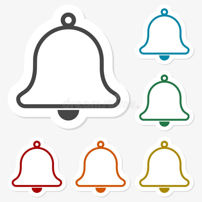 Multicolored Paper Stickers - Bell Icon Stock Vector - Illustration of ...