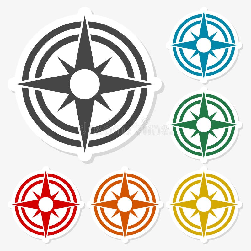 Multicolored Paper Stickers Compass Icon Stock Illustrations – 4 ...
