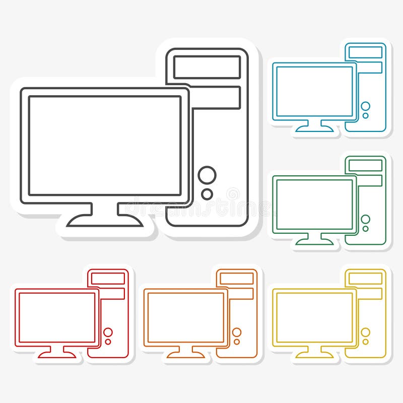 Computer Icon Stickers stock vector. Illustration of dimensional - 9383098