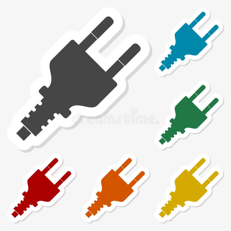 Multicolored Paper Stickers - Electric Plug Icon Stock Vector ...