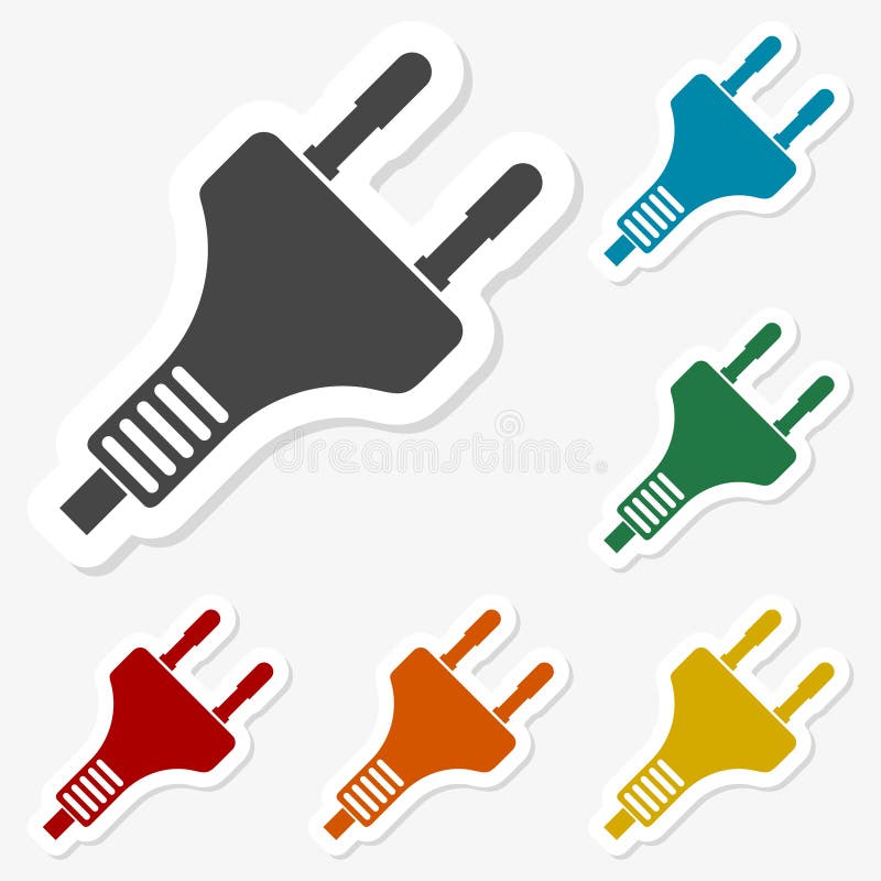 Multicolored Paper Stickers - Electric Plug Icon Stock Vector ...