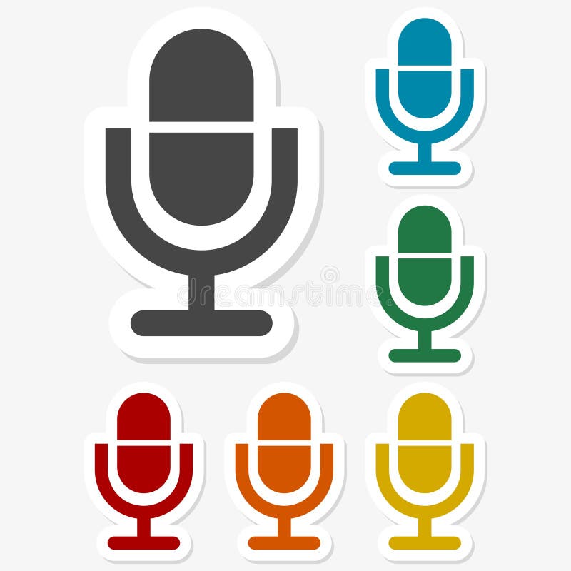 Multicolored Paper Stickers - Microphone Stock Vector - Illustration of ...