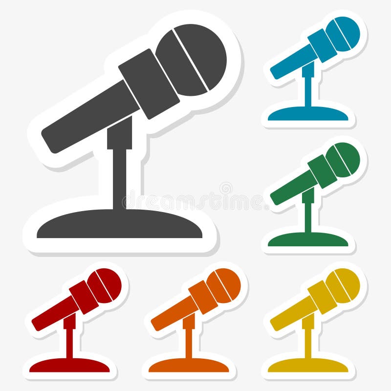 Multicolored Paper Stickers - Microphone Stock Vector - Illustration of ...