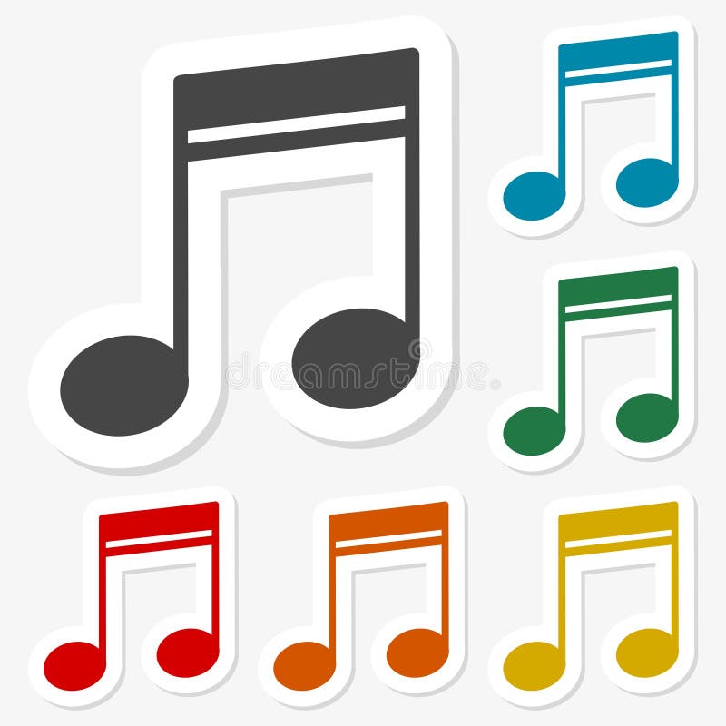 Musical Notes Color Icon Set Isolated on White Background Stock Vector ...