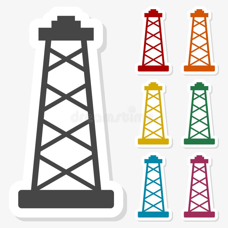 Multicolored Paper Stickers - Oil Rig Icon Stock Vector - Illustration ...