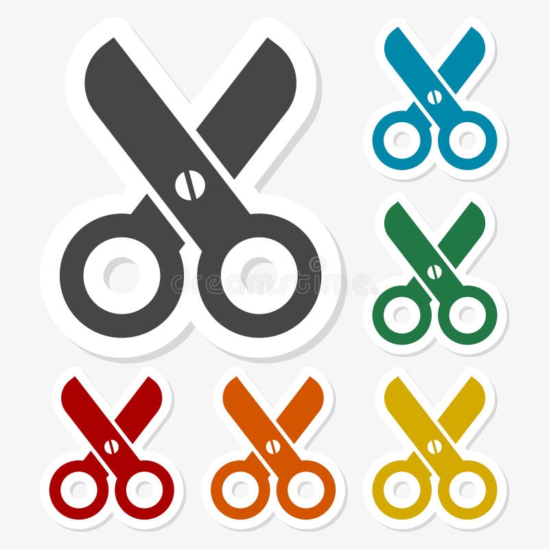 Multicolored Paper Stickers - Scissors Icon Stock Illustration ...