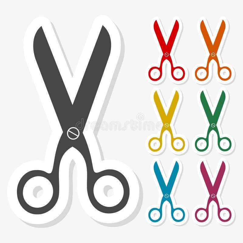 Multicolored Paper Stickers - Scissors Icon Stock Vector - Illustration ...