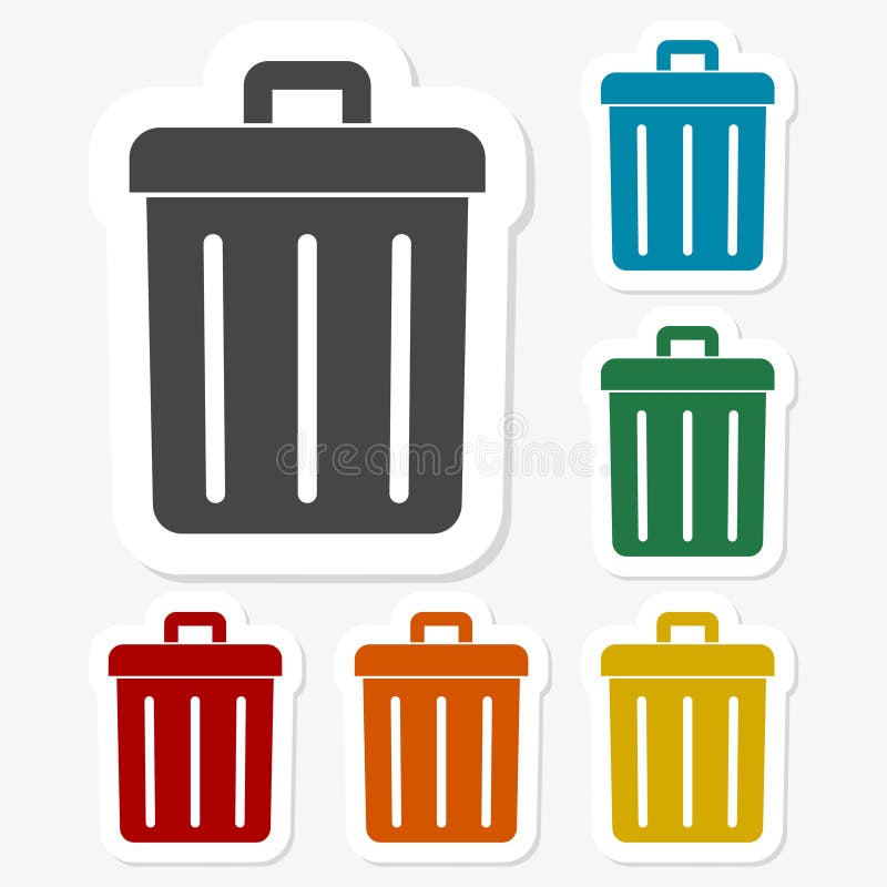 Multicolored Paper Stickers - Trash Bin Stock Vector - Illustration of ...