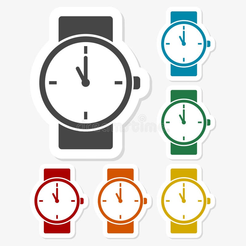 Multicolored Paper Stickers - Watch Icon Stock Vector - Illustration of ...