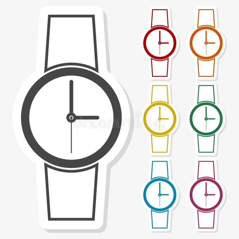 Multicolored Paper Stickers - Watch Icon Stock Vector - Illustration of ...