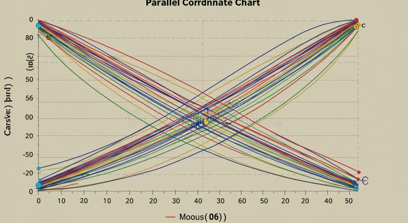 Multicolored Parallel Coordinate Chart Featuring a Variety of Intersecting Lines, Each Stock ...