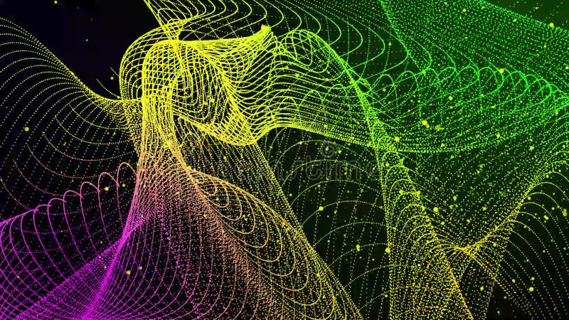 Multicolored Particle Motion Abstract on Black Background 3d. Stock ...