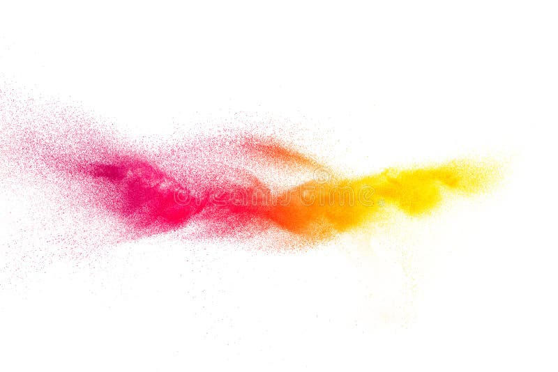 Multicolored Particles Explosion on White Background. Colorful Dust ...