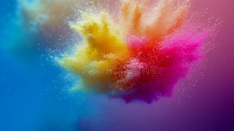 Multicolored Particles in Water, Color Explosion, Soft Background Blur ...