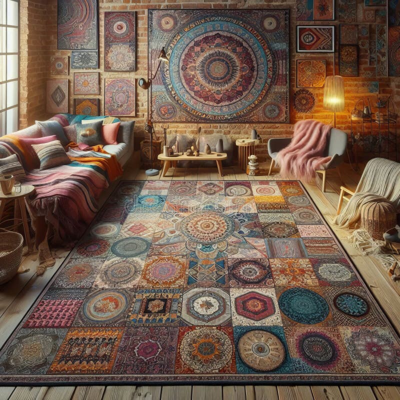 Multicolored Patchwork Carpet with a Strange Old Stock Photo - Image of multicolored, boho ...
