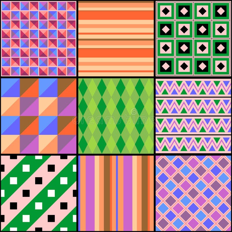 Multicolored Patchwork with Different Patterns. Print for Fabric Stock ...