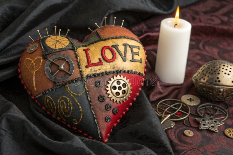 A Multicolored Patchwork, Gothic, Steampunk, Cyberpunk Heart with One ...