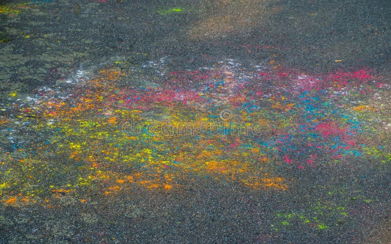Multicolored Pattern in Asphalt Painted by Children Stock Photo - Image ...