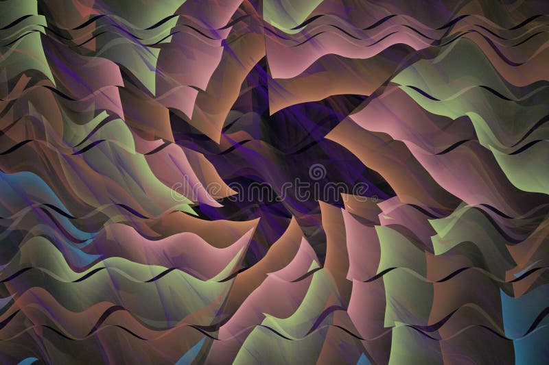 Multicolored Pattern of Crooked Waves on a Black Background. Stock ...