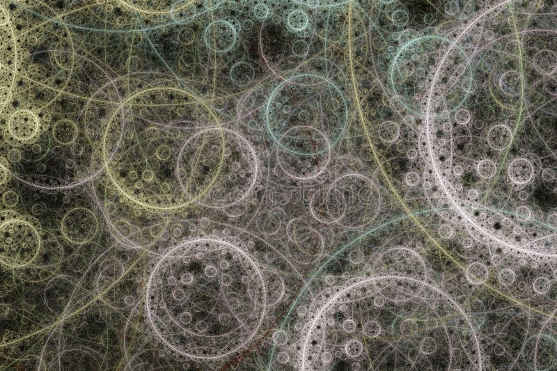 Multicolored Pattern of Curved Lines and Circles on a Black Background ...