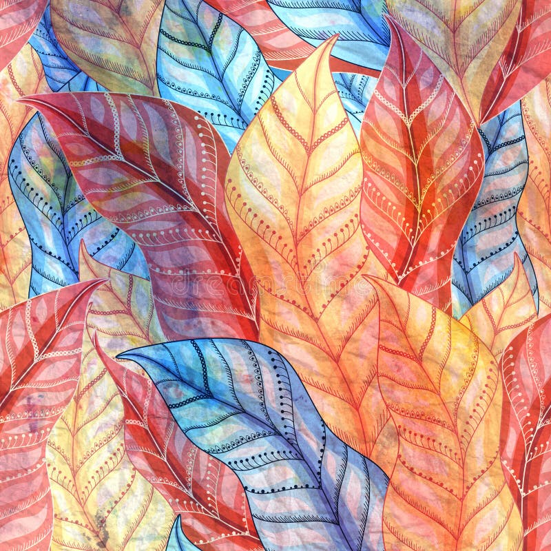 Multicolored Pattern of Leaves Stock Illustration - Illustration of ...