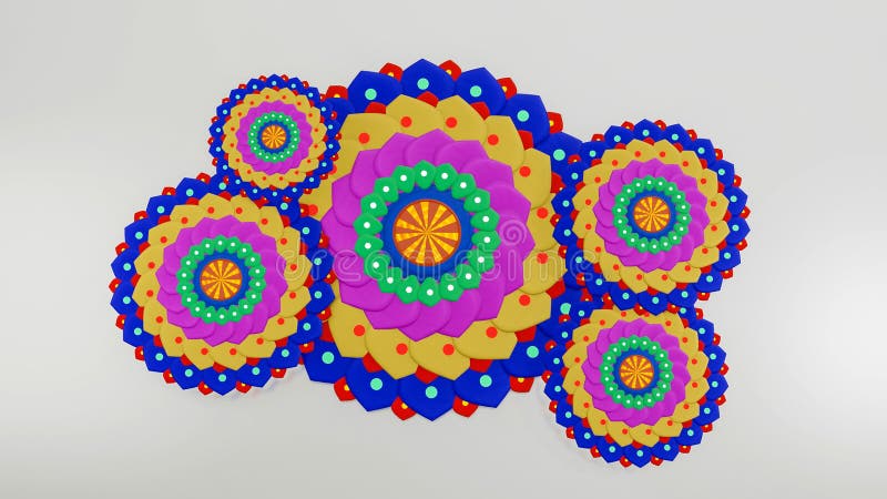 Multicolored Pattern Mandala on a White Background. Abstract Three ...