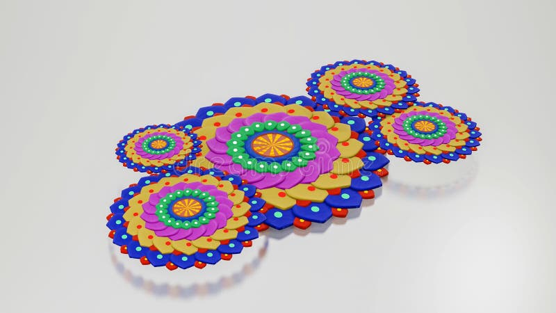 Multicolored Pattern Mandala on a White Background. Abstract Three ...