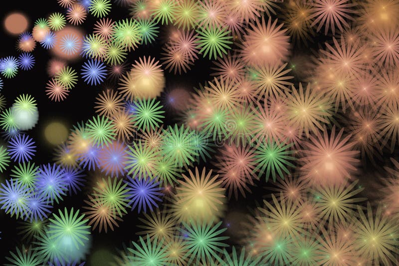 Multicolored Pattern of Small Flower Shapes on a Black Background ...