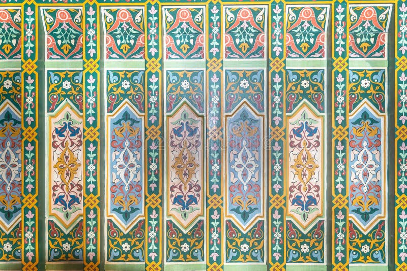 Multicolored Pattern on Wood in Arabic Style for Background or Texture ...