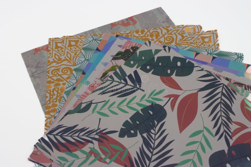 Multicolored Patterned Sheets of Paper for Origami Stock Image - Image ...