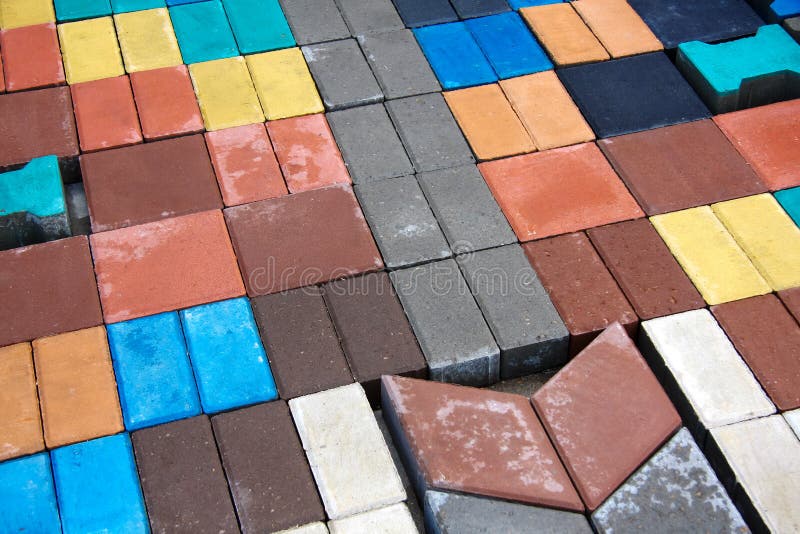 Multi-colored Paving Stones. Samples of Building Material in Different ...