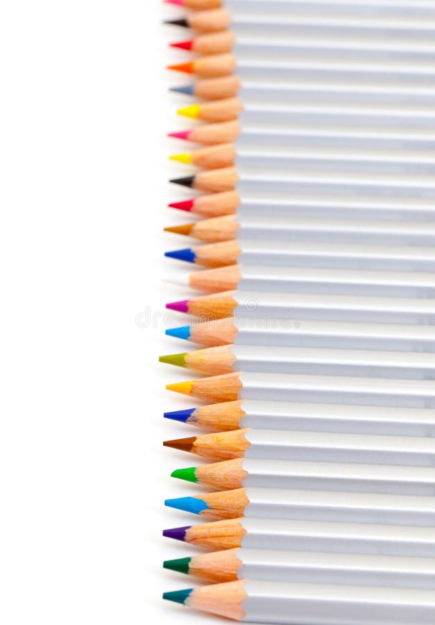 Multicolored Pencil, Arrangement in Row Stock Photo - Image of group ...