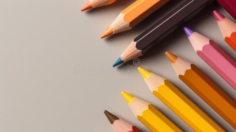 Multicolored Pencils, Drawing Tools and Hobbies. Solid Color Background ...