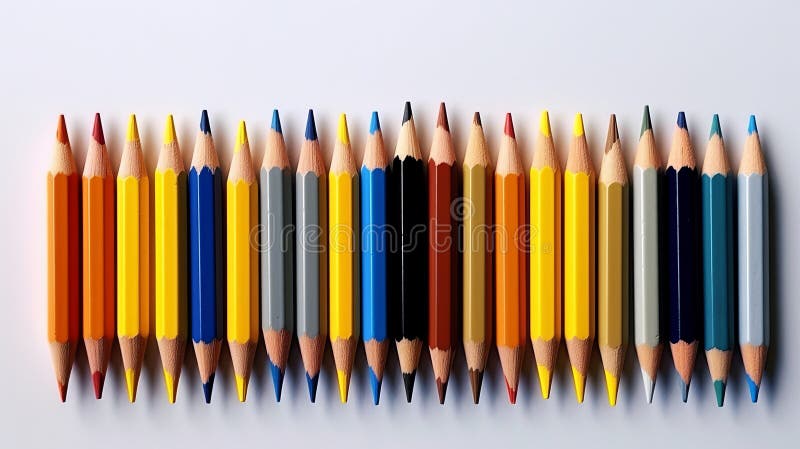 Multicolored Pencils, Drawing Tools and Hobbies. Solid Color Background ...