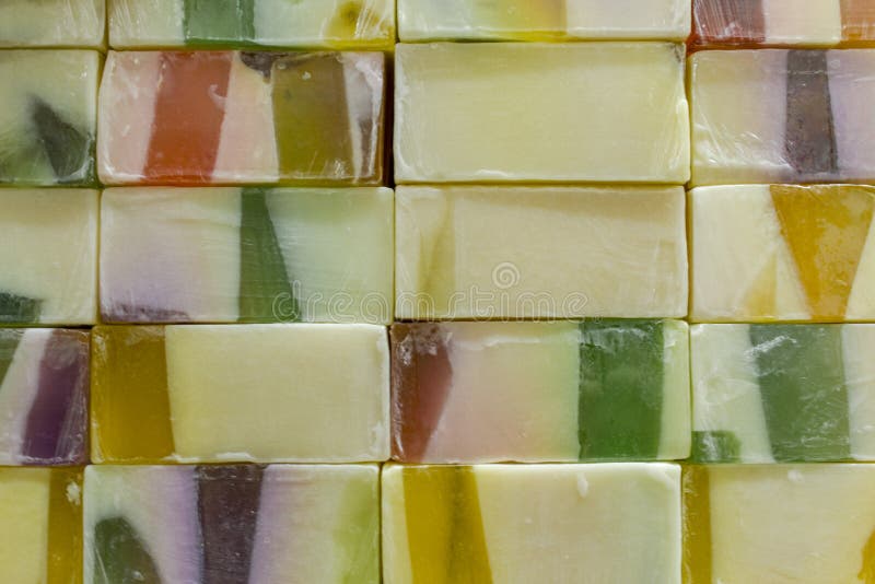 Multicolored Pieces of Handmade Soap Lie in Rows. Rough Surface Texture ...