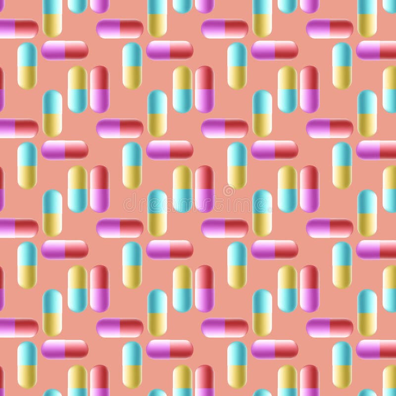 Multicolored Pill Capsules Seamless Background. Stock Vector ...